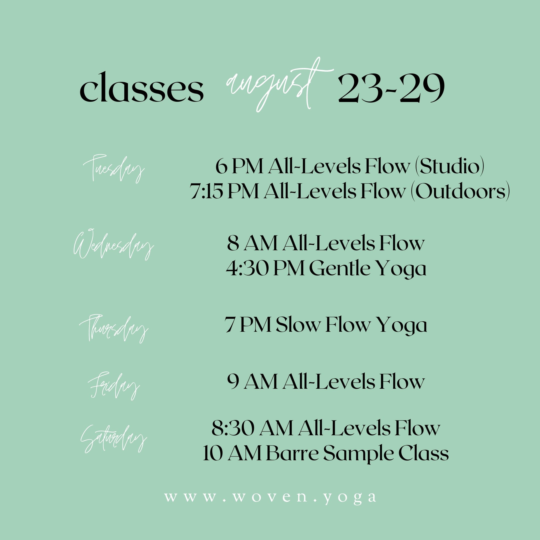 End of August Highlights | Woven Yoga